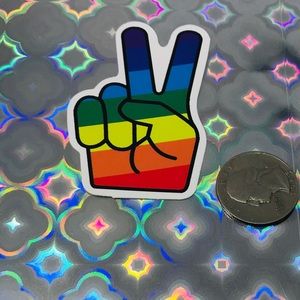 Hand Crafted | Wall Decor | Rainbow Peace Sign Hand Vibrant Pride ...